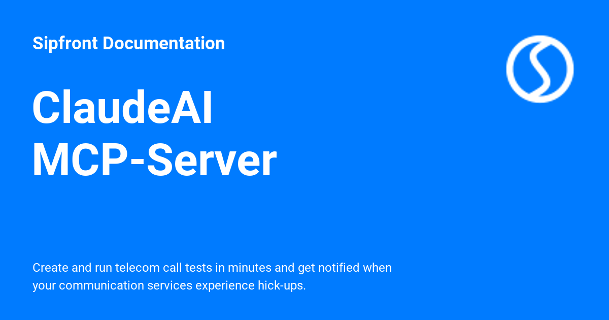 ClaudeAI MCP-Server - Sipfront Documentation