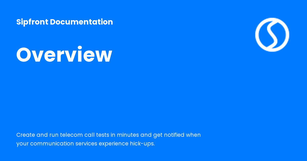 Overview - Sipfront Documentation