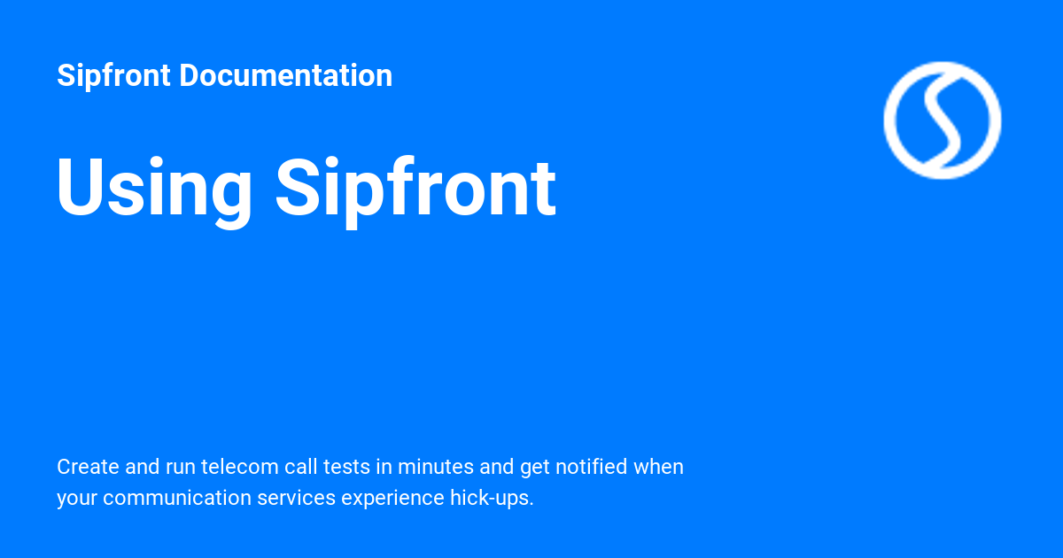 Using Sipfront - Sipfront Documentation