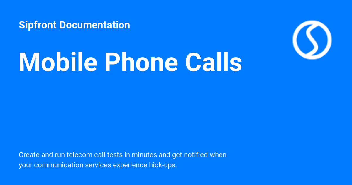 Mobile Phone Calls - Sipfront Documentation